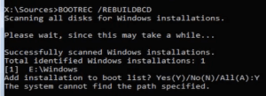 Bootrec /rebuildbcd: Fixing "The System Cannot Find The Path Specified ...